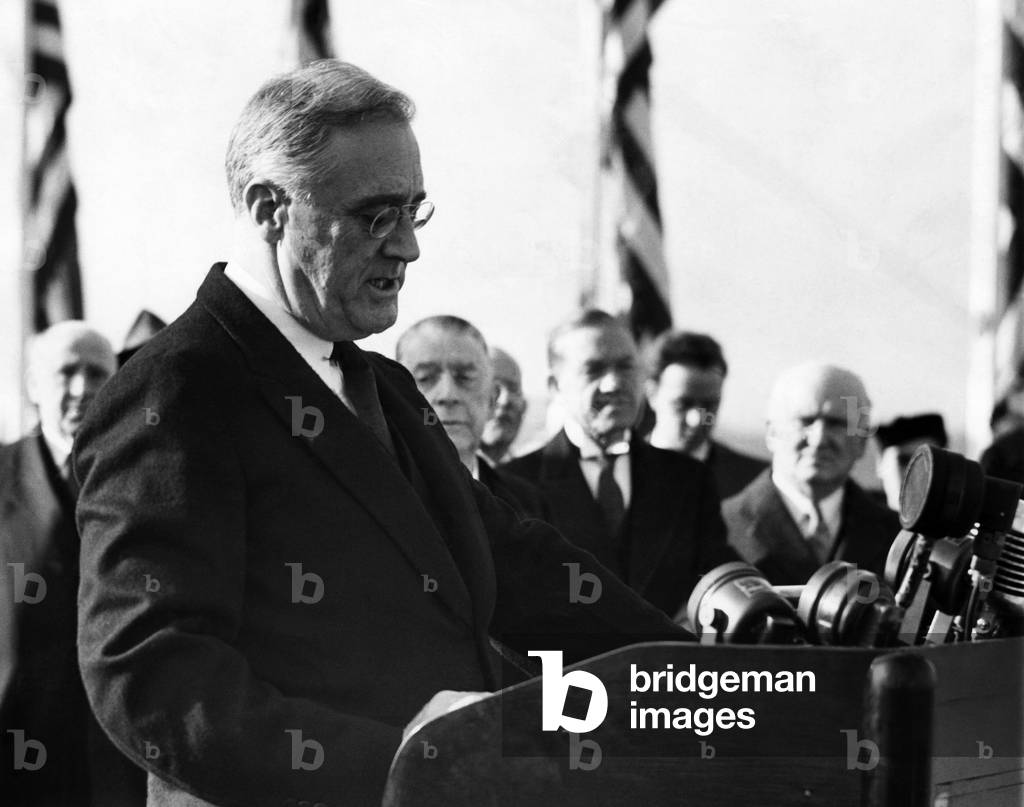Image of President Franklin D. Roosevelt, at the laying of a cornerstone