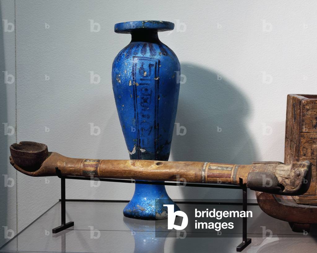 Image of Libation vase bearing name of Thutmose IV, siliceous majolica ...