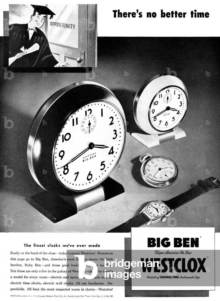 Image of AD: WESTCLOX, 1947 American advertisement for Westclox's Big ...