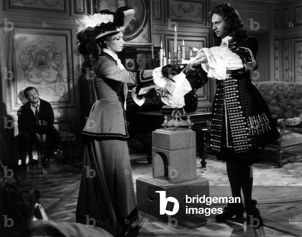 Image of French Actors Michele Mercier and Jacques Toja on Set of