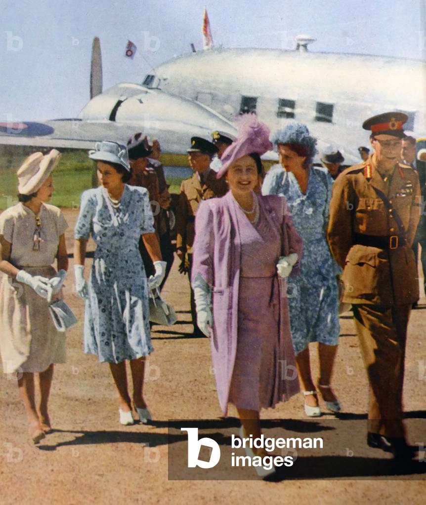 Image of King George VI of England with Queen Elizabeth, Princess Margaret
