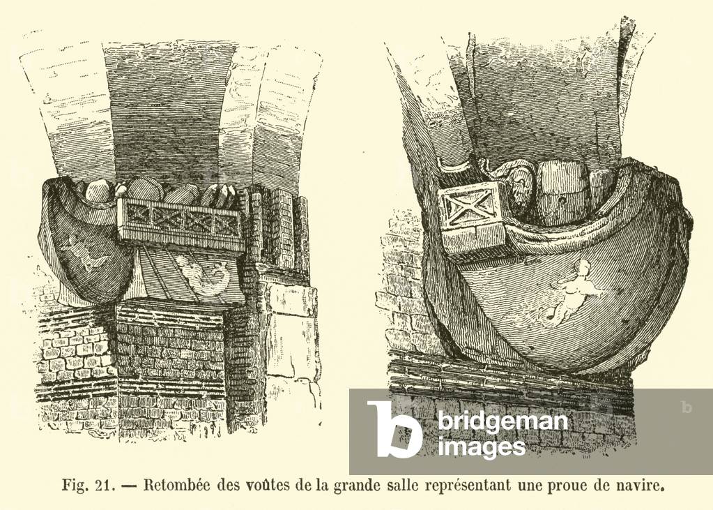 Image of Retombee des voutes de la grande salle representant une proue ...