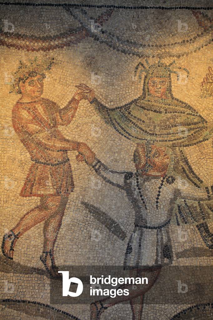 Image of Detail of the Byzantine Mosaic called "Dance of the Geniuses