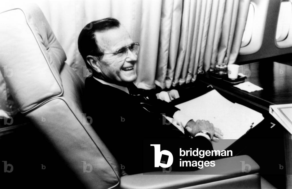 Image of President George H.W. Bush, aboard Air Force One, c. 1990