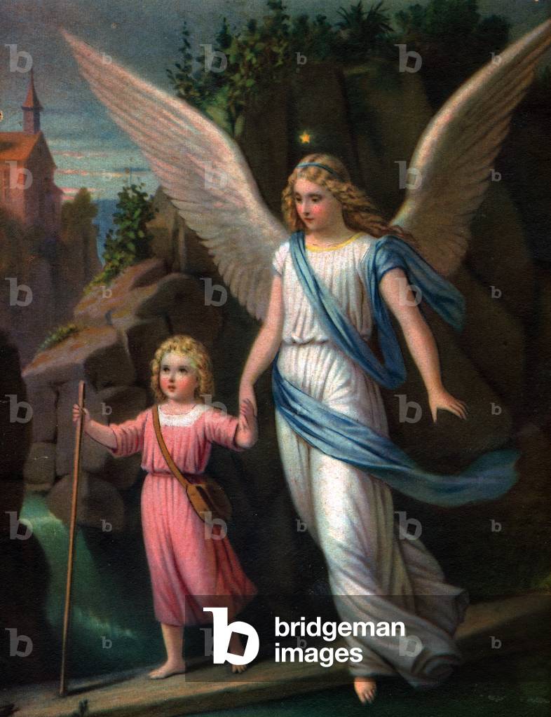 Image of Guardian angel, circa 1920 (lithograph)