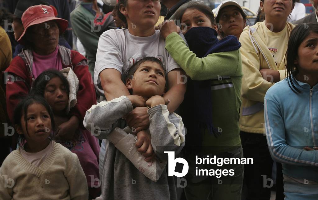 Image of Survivors of a devastating volcanic eruption. The aftermath of a