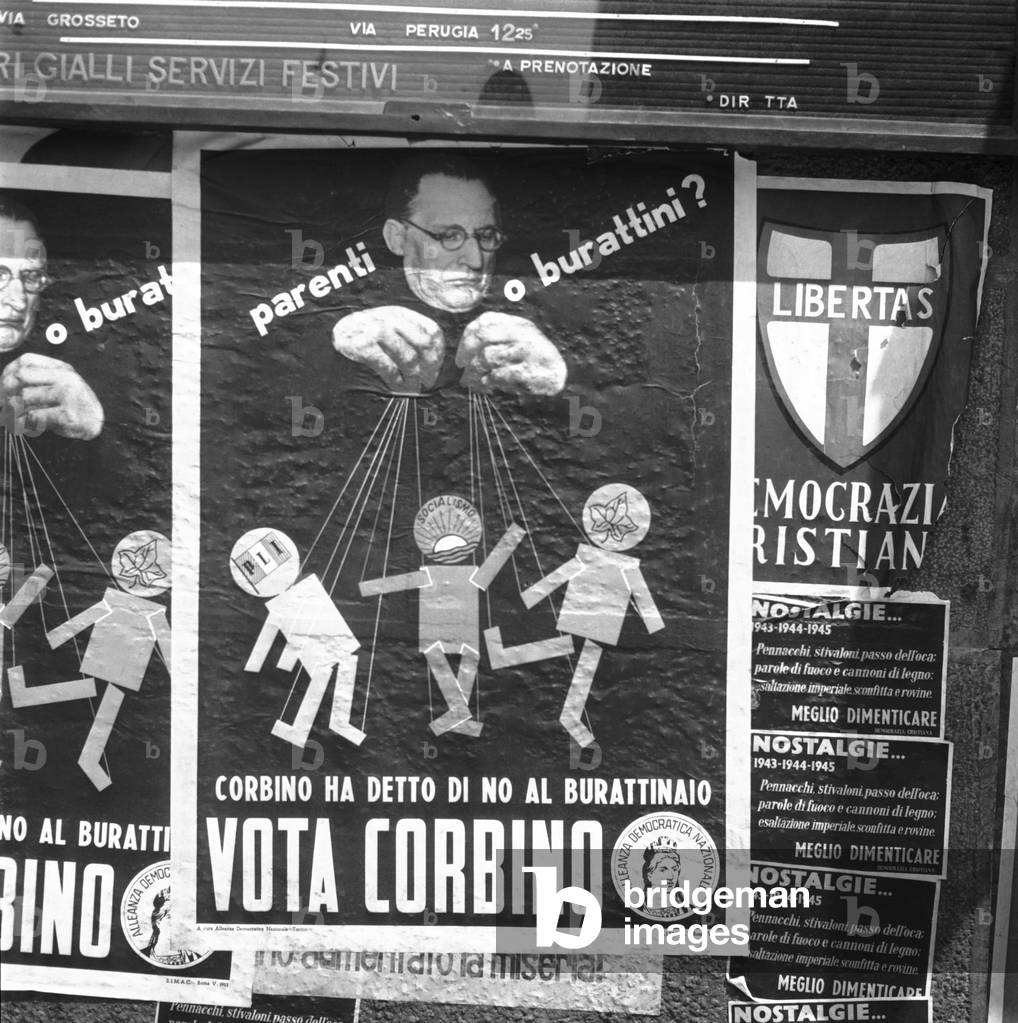 Image of Italian parliamentary elections of 1953: electoral posters for ...