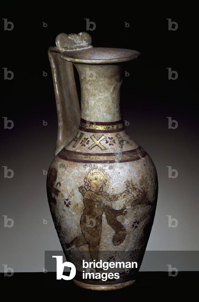 Image of Pitcher known as of Daphne, blown glass, cold painted and