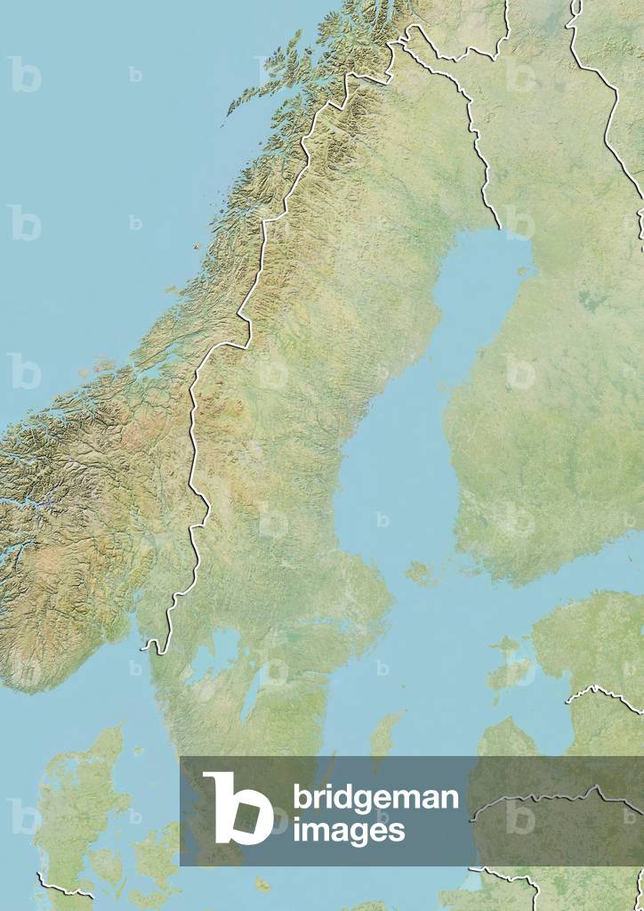 Image of Sweden, Relief Map with Border