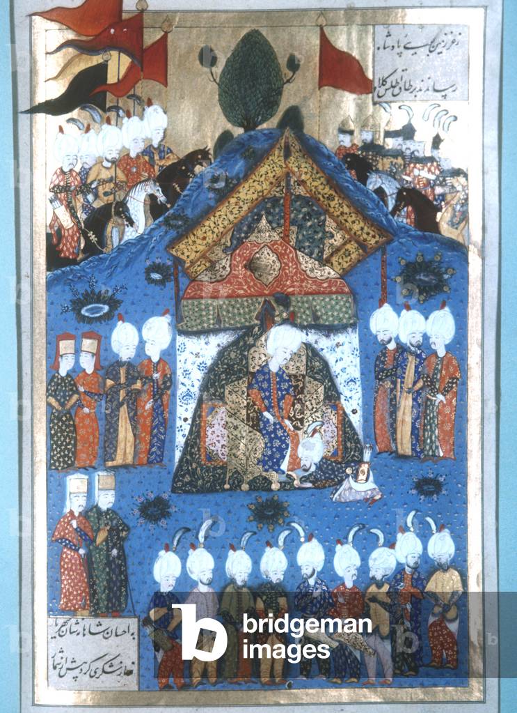 Image of Turks kissing the feet of Suleyman and receiving benefits by Unknown Artist