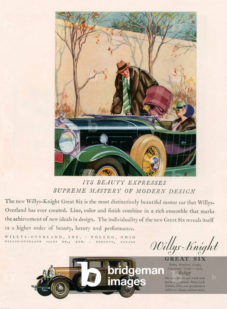 Image of Willys Knight Magazine, advert, USA, 1920s