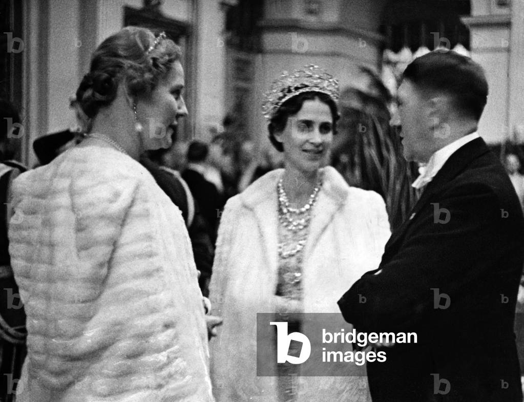 Adolf Hitler with Olga of Yugoslavia, 1939 (b/w photo) by