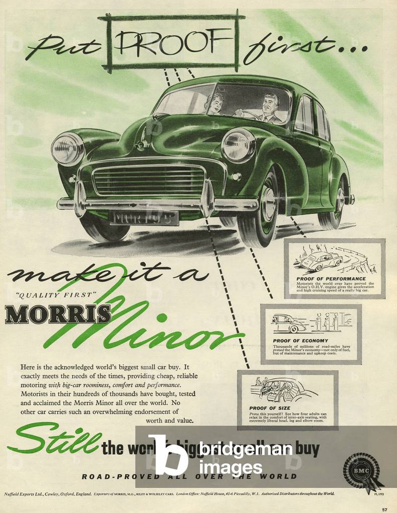 Image of Morris Minor Magazine Advert, UK, 1950s