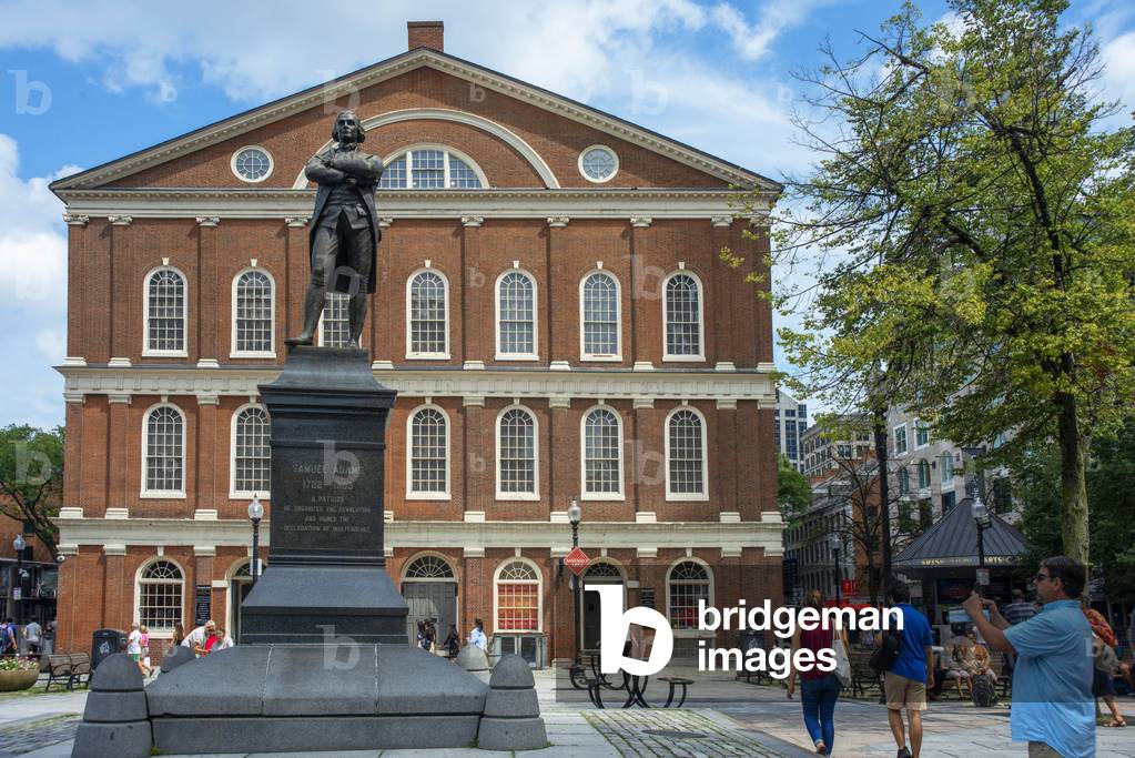 Image of Statue of Samuel Adams in front of Faneuil Hall, Boston,