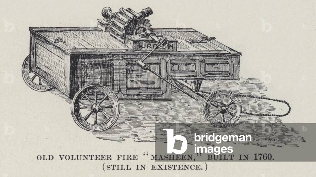 Image of Old Volunteer Fire 'Masheen,' built in 1760 (litho) by ...