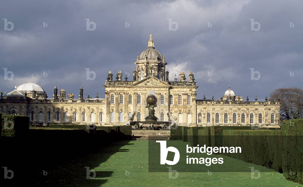 Image of Atlas fountain and Castle Howard, near York, North Yorkshire ...