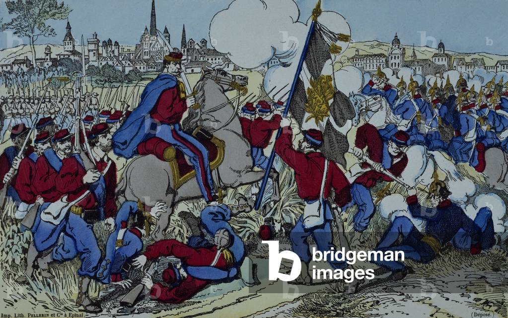 Image of Ricciotti Garibaldi brings the flag of the 61 regiment of