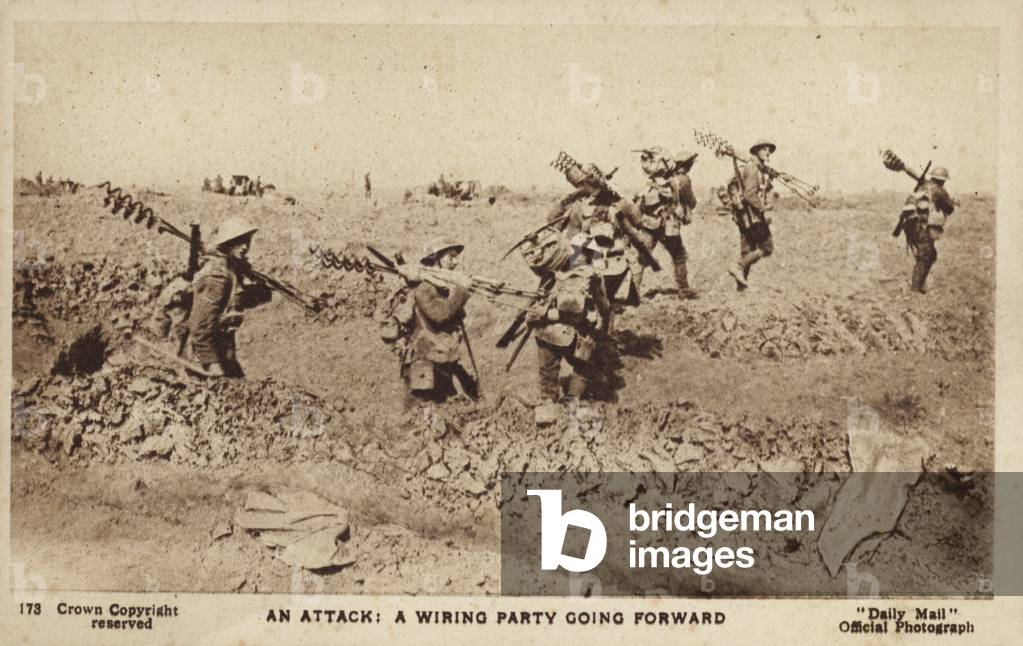 Image of An attack: a wiring party going forward, World War I by ...