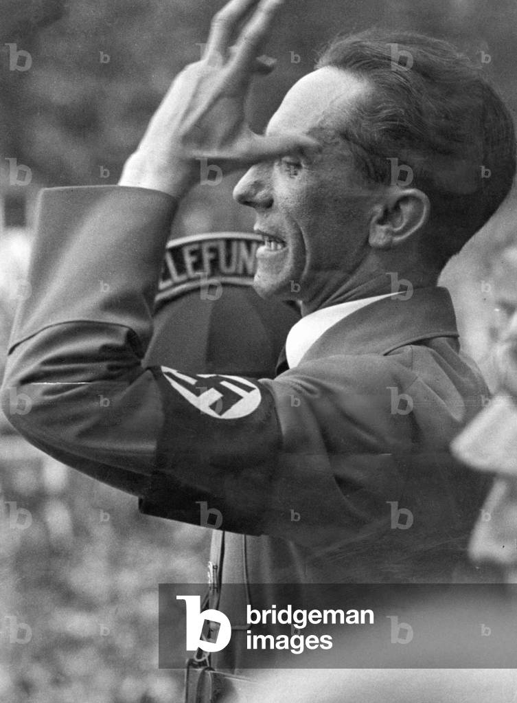 Image of Joseph Goebbels during a speech, 1934 (b/w photo)
