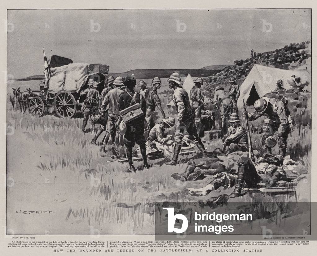 Image of How the Wounded are tended on the Battlefield, at a by Fripp ...