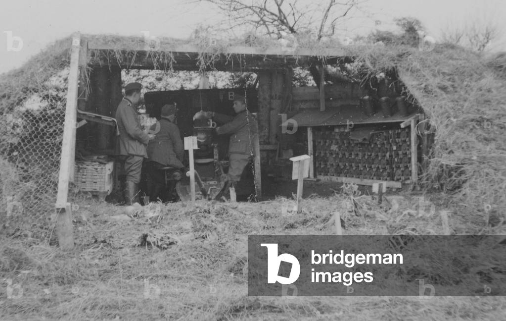 Image of Soldiers Working in a Bunker, 1942 (b/w photo)
