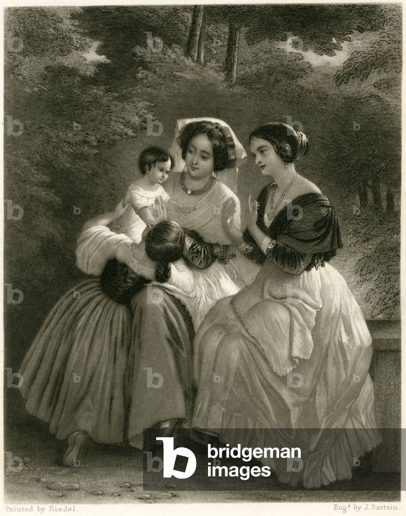 Image of Two Women Sitting with Two Children, "Maternal Felicity ...
