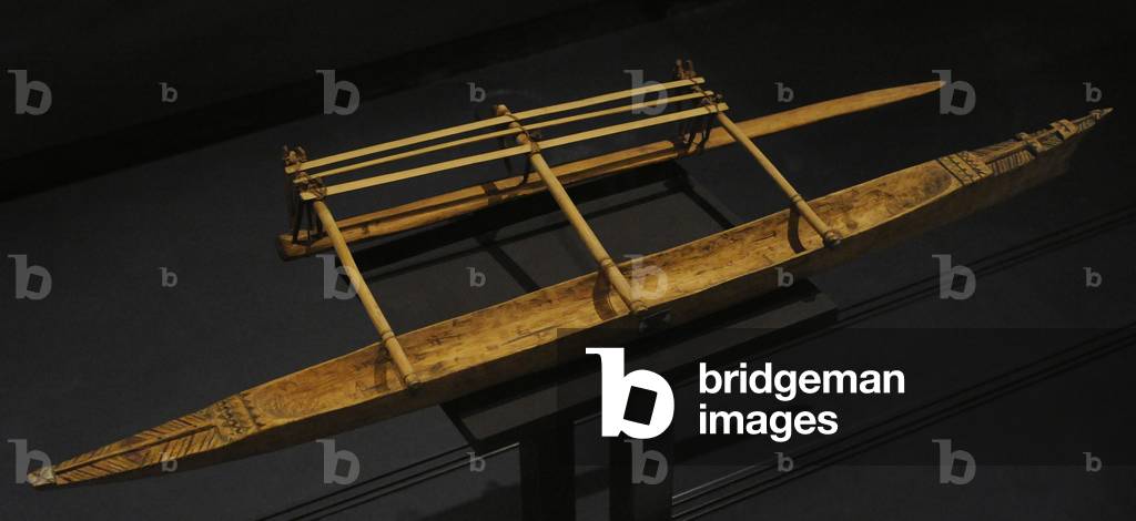 Image of Dugout canoe, model of an outrigger dugout form Oceania