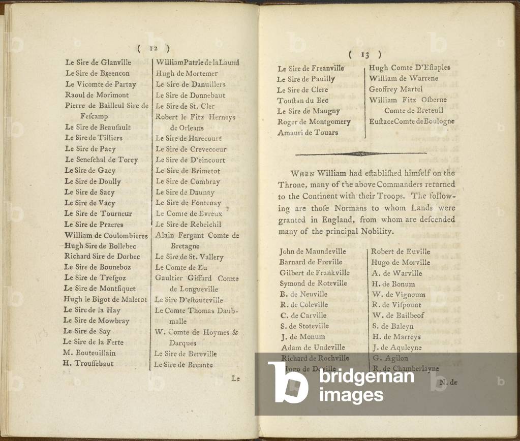Image of A list of Norman Knights commanded by William the Conqueror ...
