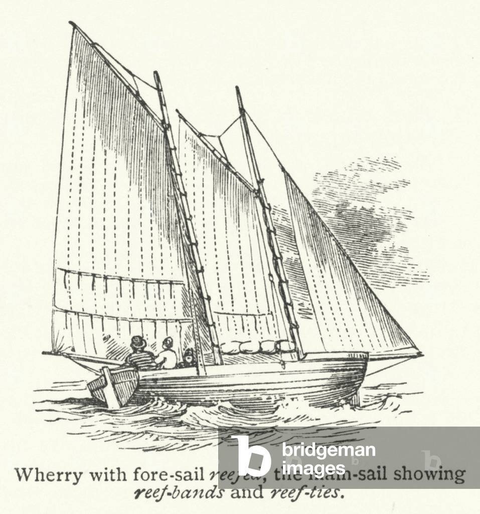 Image of Wherry with fore-sail reefed, the main-sail showing reef-bands ...