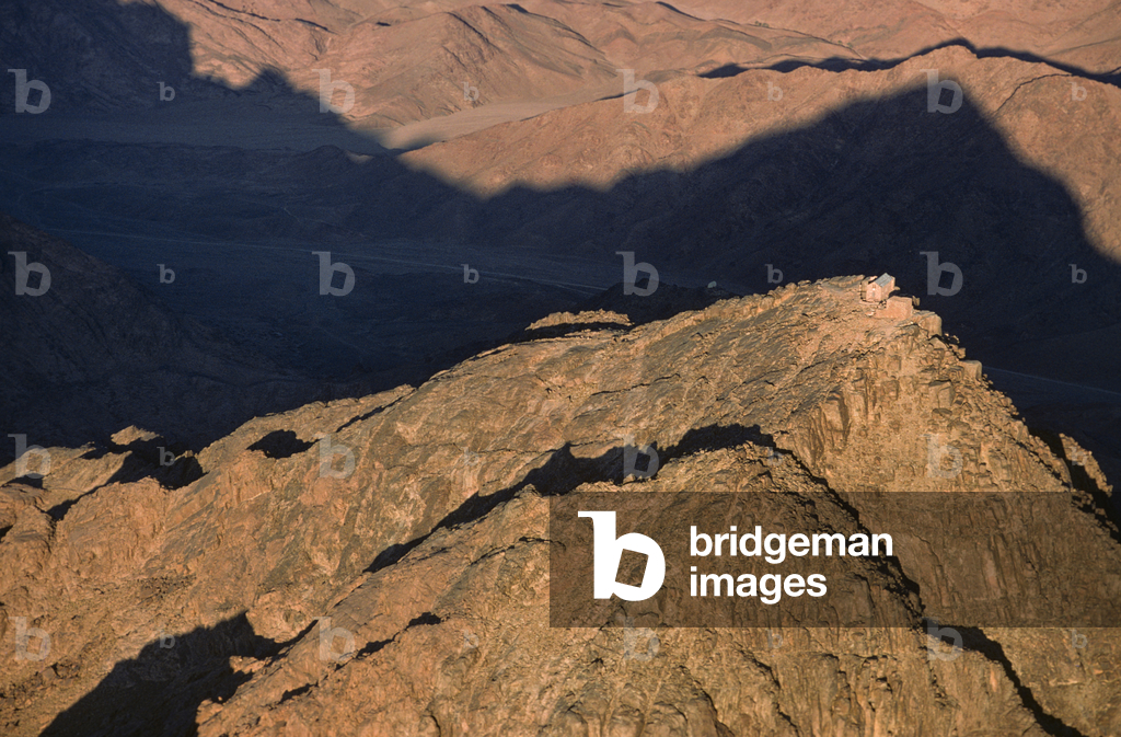 Image of Aerial photograph of the peak of Jabal Musa, the traditional ...