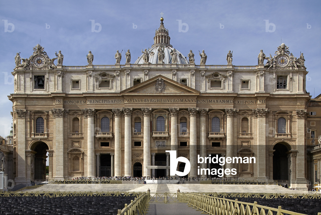 Image of Main façade and dome, Saint Peter's Basilica, Vatican (photo ...