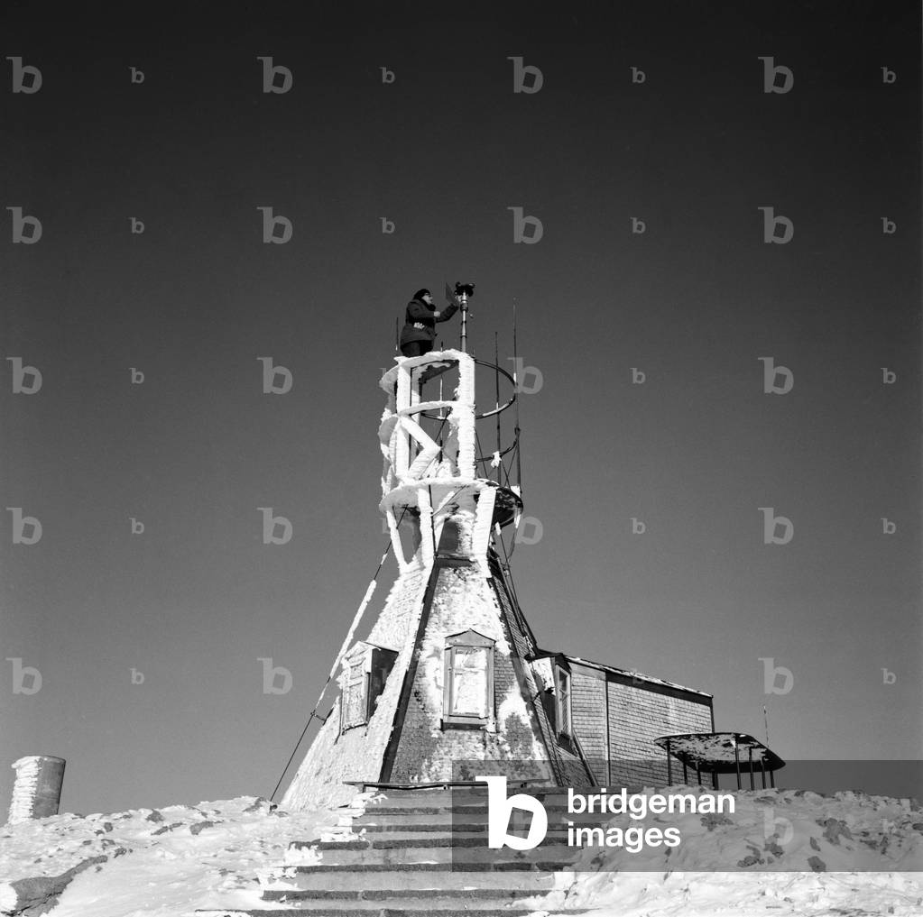 Image of Switzerland Saentis Weather Station, 1967 (b/w photo)
