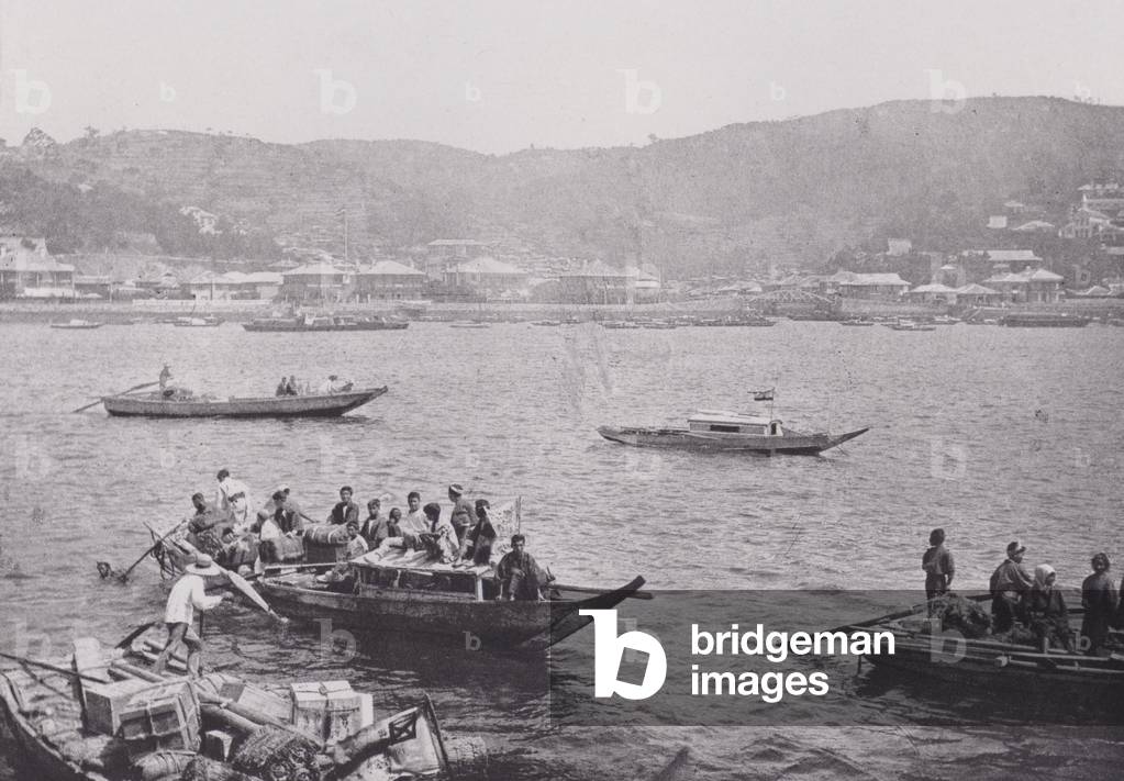 Image of Japan: Native Boats in Nagasaki Harbor (b/w photo) by Japanese ...