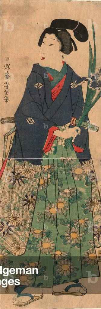 Image of Kakitsubata O Matsu Wakashu Young Dandy Carrying Irises. Taiso ...