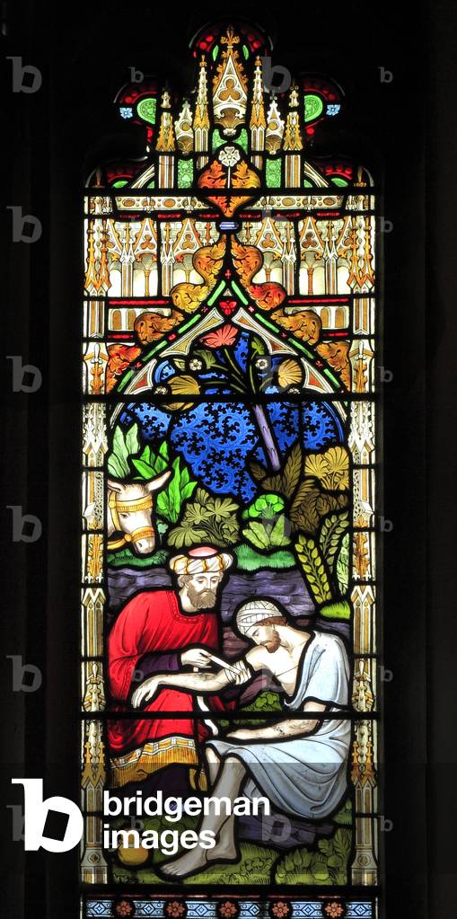 Image of Parable of The Good Samaritan, stained glass window by ...