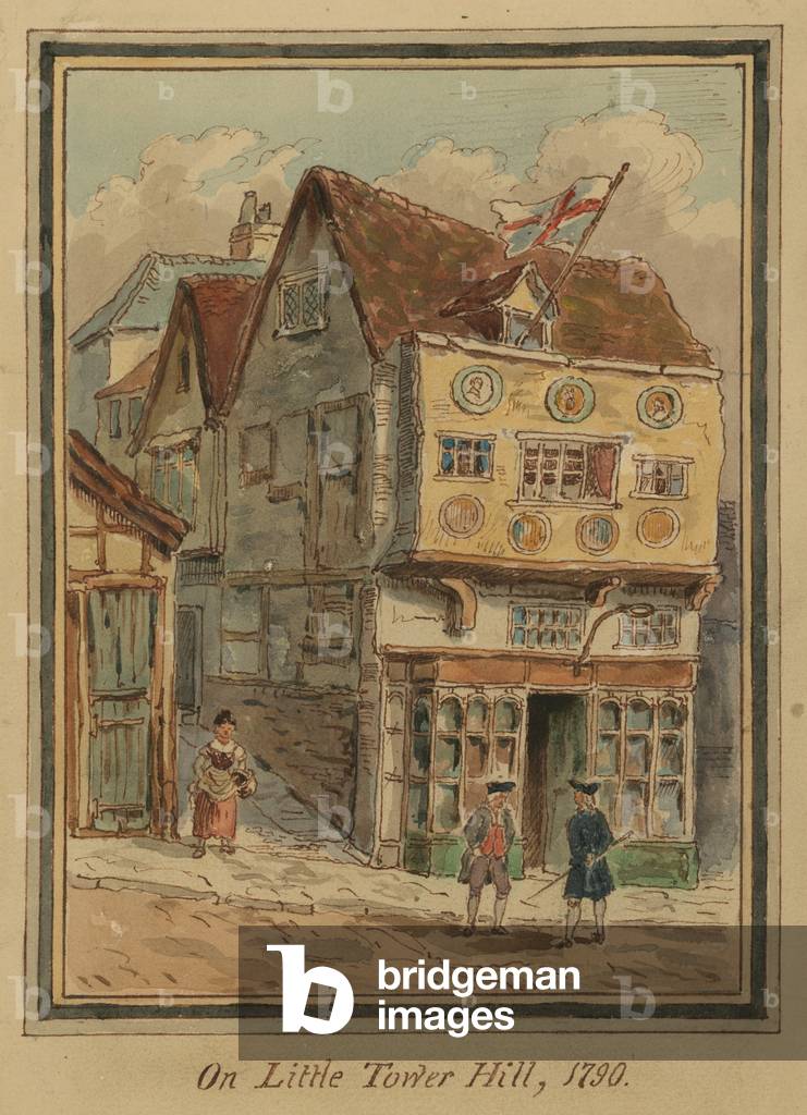 Image of On Little Tower Hill, London, 1790 (coloured engraving) by ...