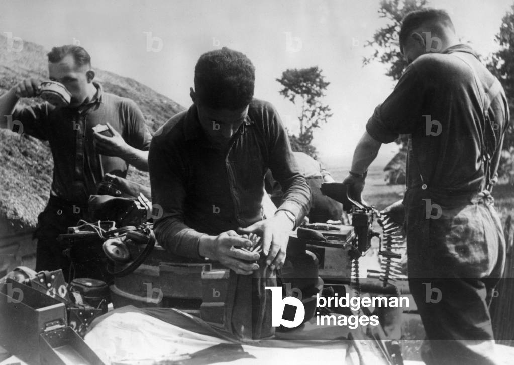 Image of German tank is loaded with ammunition on the Eastern Front,