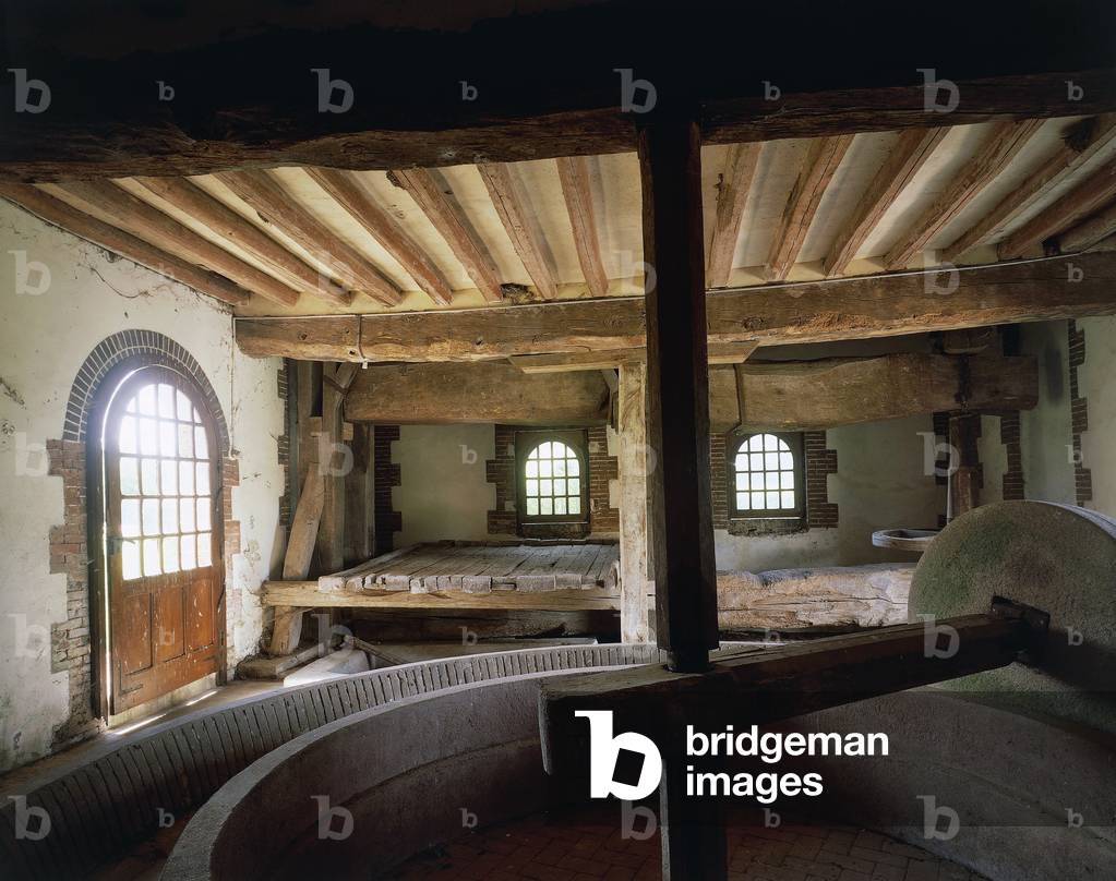 Image of Press for cider production, Chateau of Chambray, Normandy, France