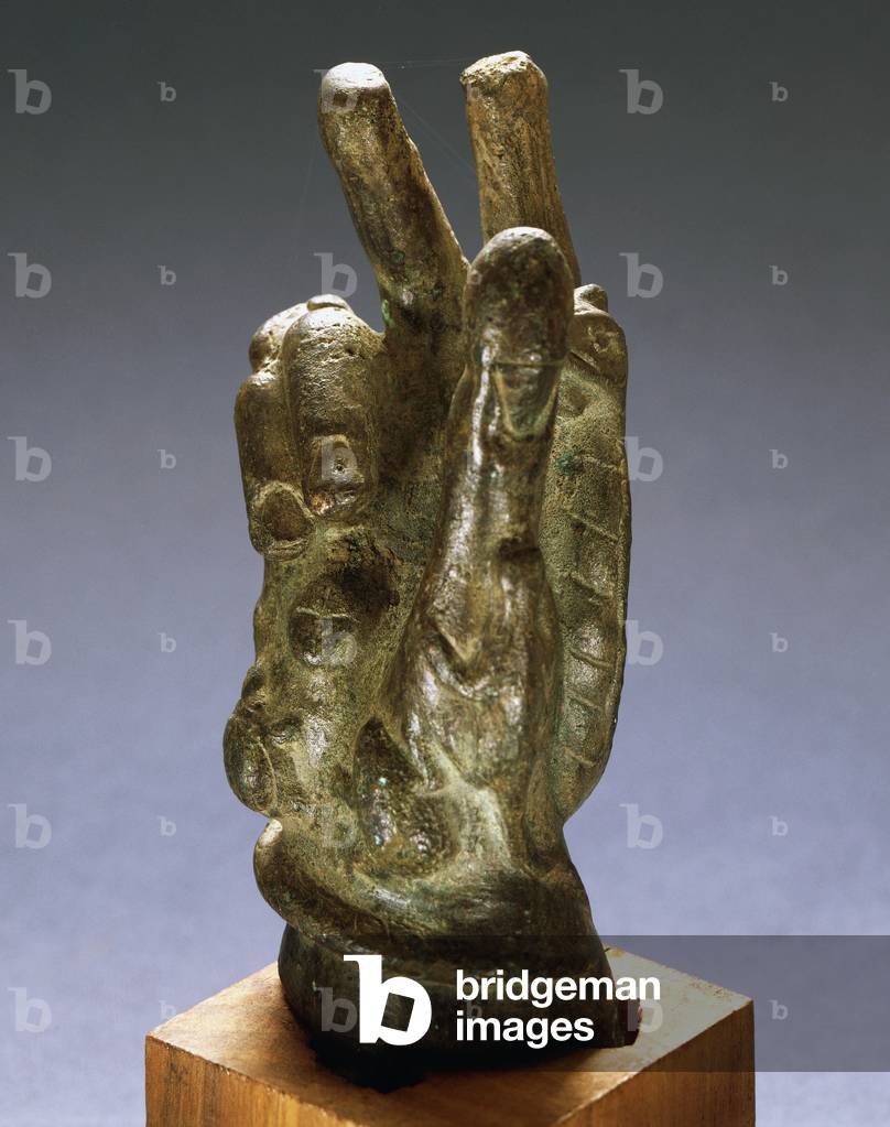 Image of Hand-shaped bronze amulet with apotropaic symbols, Roman ...