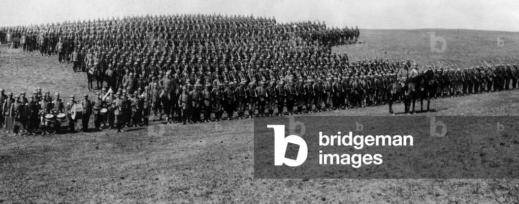 Image of German battalion in World War 1, 1914 (b/w photo)