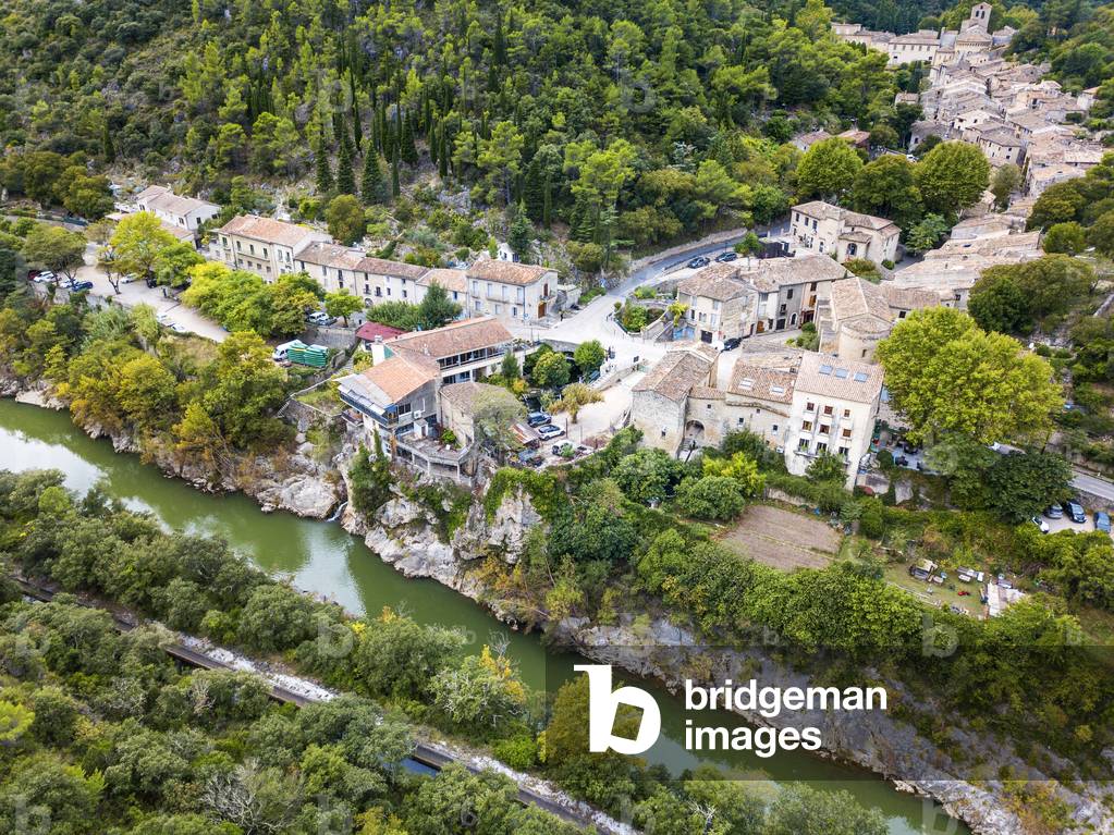 Image of Aerial view Saint Guilhem le Desert, labelled Les Plus Beaux ...