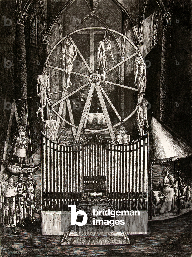 Image of Hitler Playing Organ, 1937 (etching) by Ripper, Rudolf Charles ...