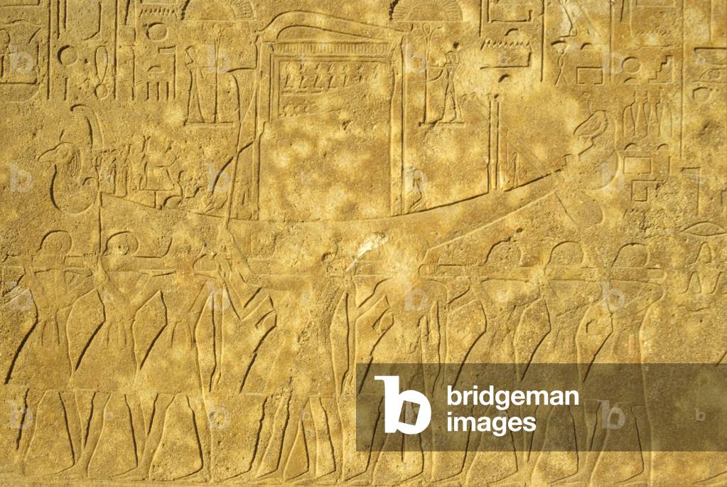 Image of Ancient Egypt, Wall painting/carving, Sacred barque of Amon ...
