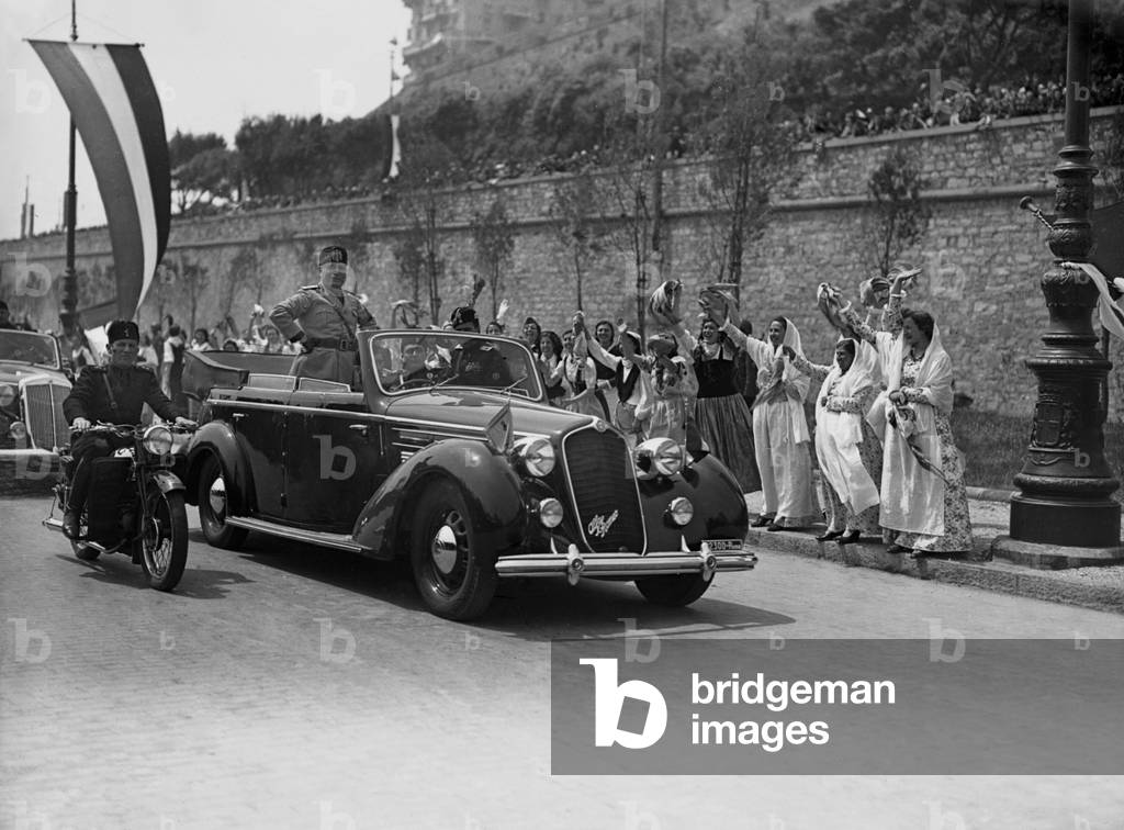 Image of Visit of Benito Mussolini in Genoa, 1938 (b/w photo)