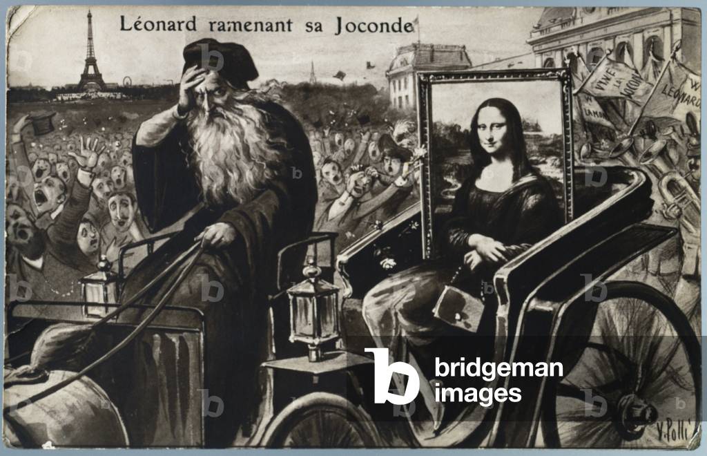 Image of Arrival of Mona Lisa in Paris, 1913, drawing by V