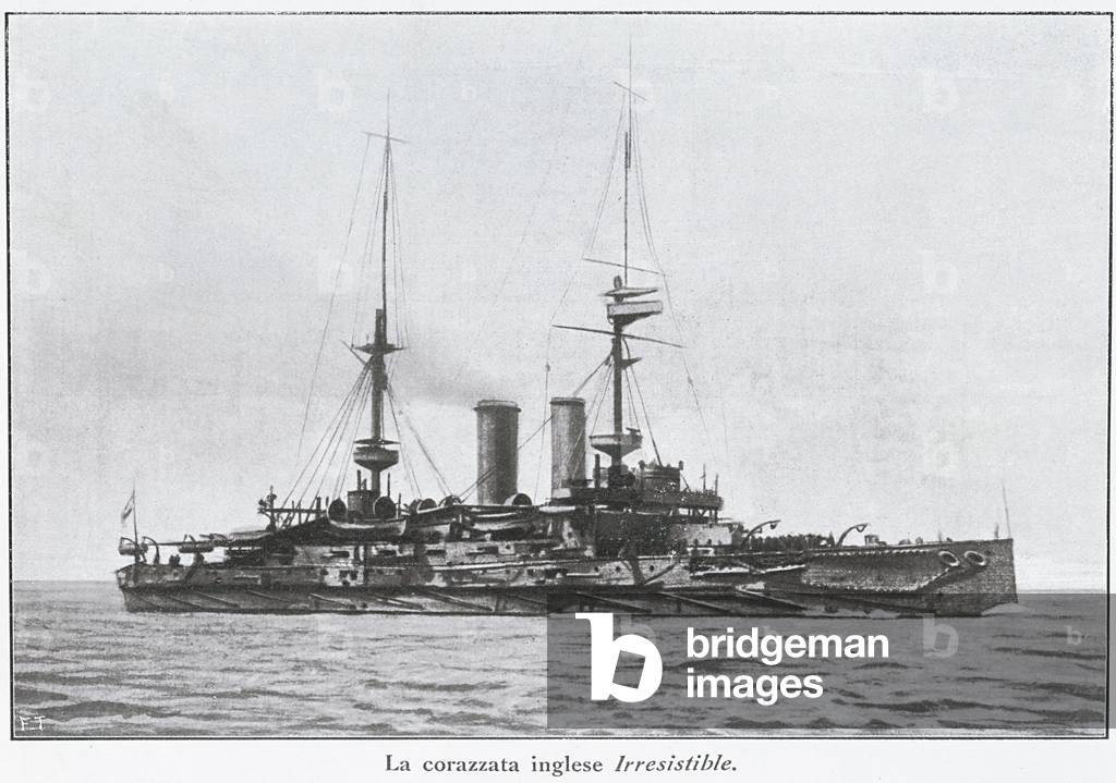 Image of English battleship Irresistible, sunk during Battle of ...