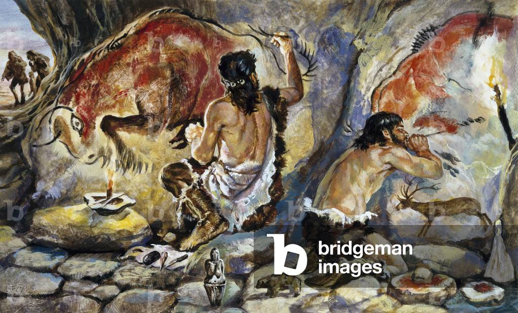 Image of Reconstruction of daily life of primitive peoples in ...