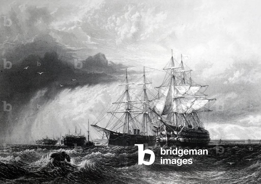 Image of Warships at anchor, 1850