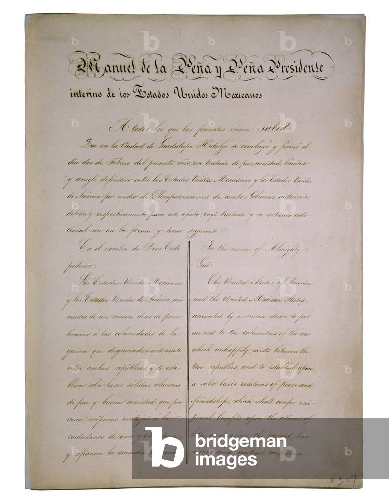 Image of The Treaty of Guadalupe Hidalgo, which brought an official end