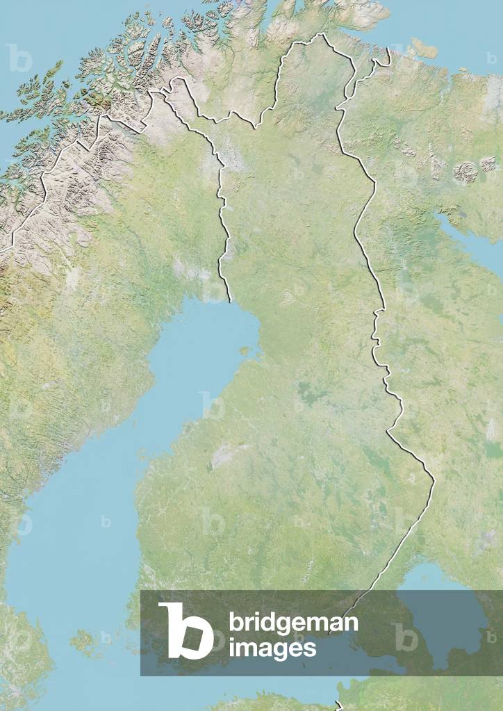 Image of Finland, Relief Map With Border